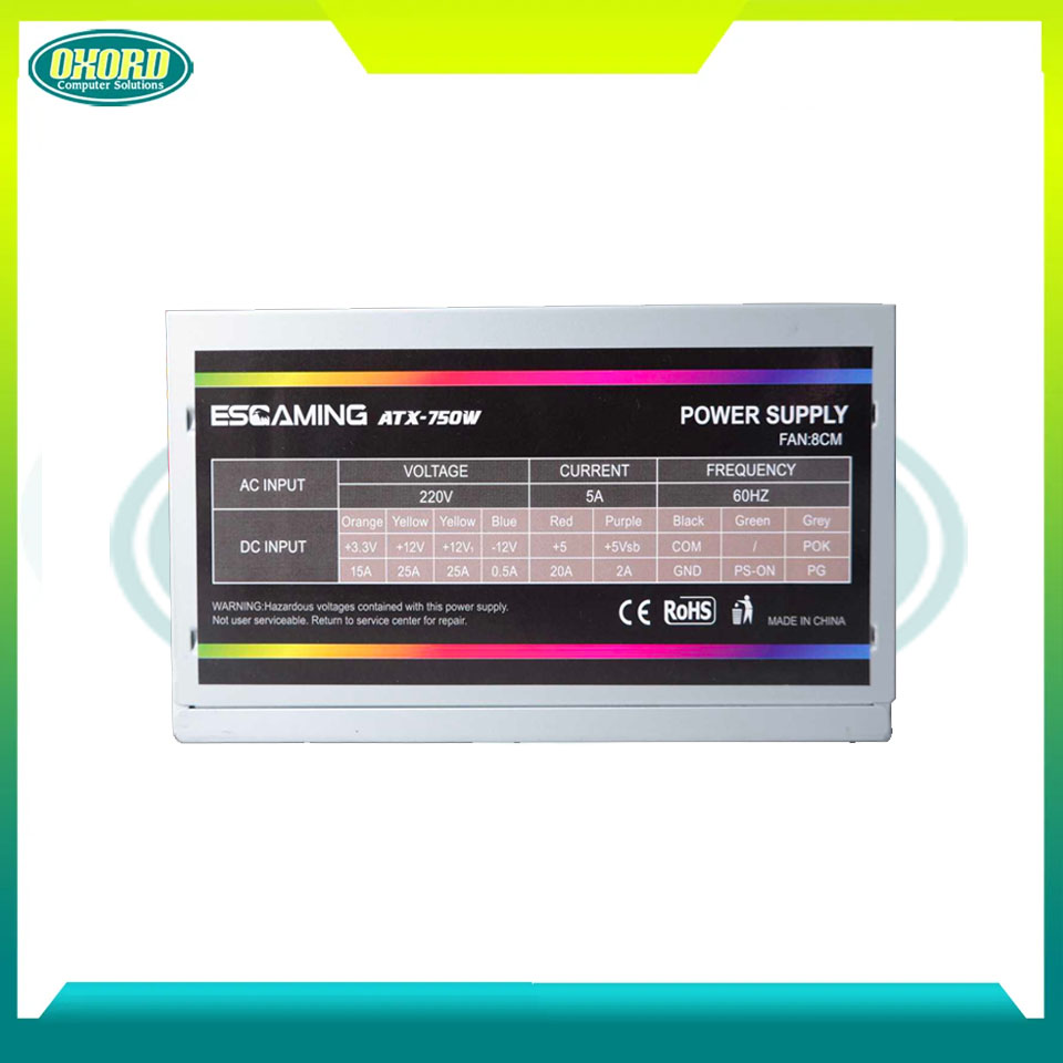 ESGAMING 750 Watt Power Supply, 80 Plus Gold, Fully Modular RGB Power ...