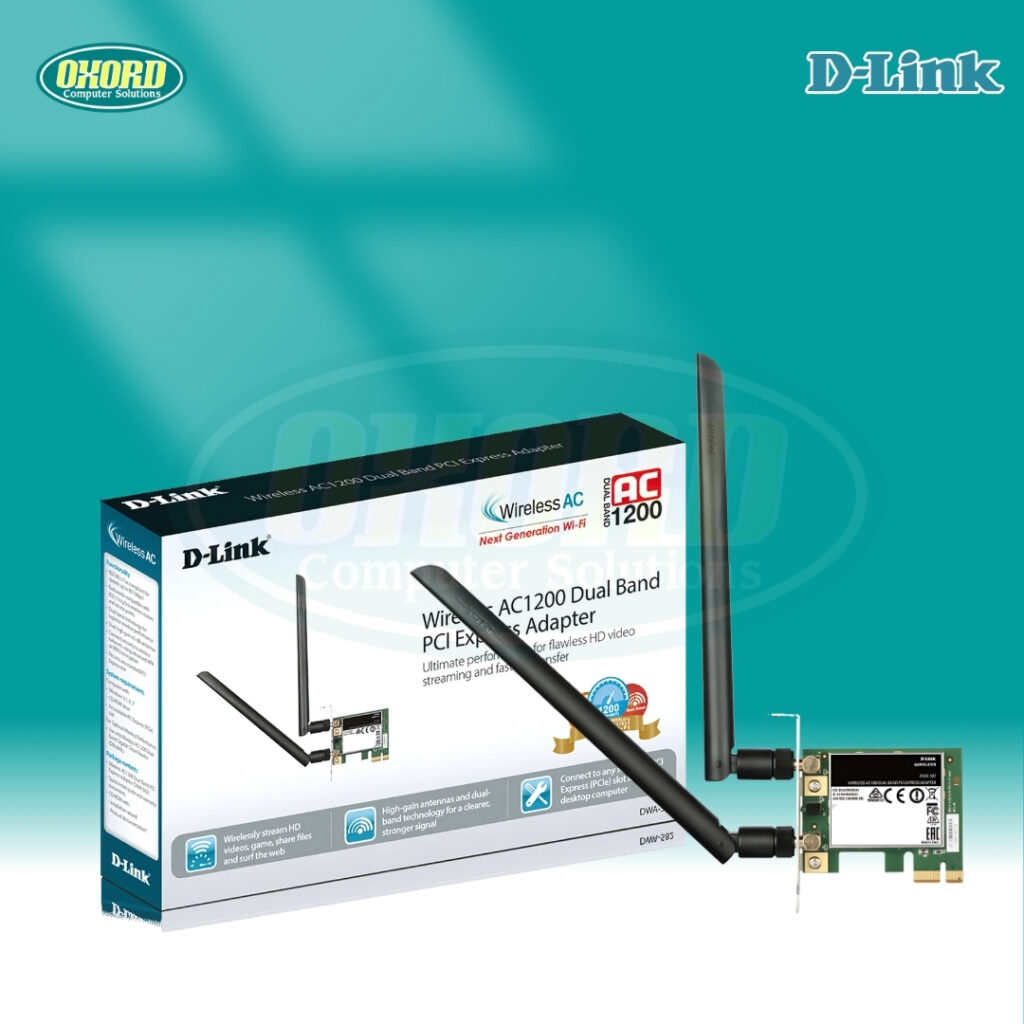 D-Link DWA-582 Wireless AC1200 Dual Band PCIe Desktop Adapter – OXORD ...